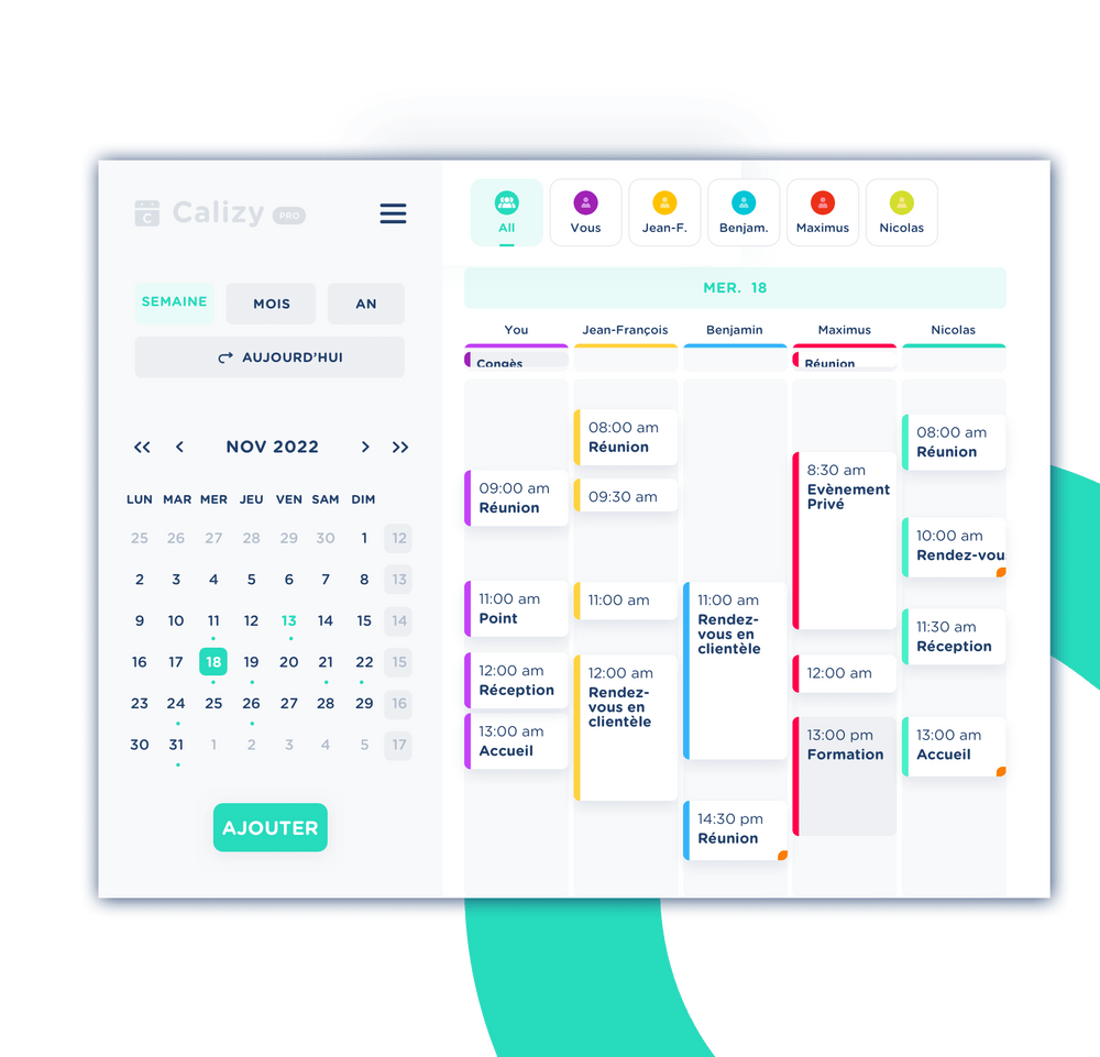 Plan your appointments with the Shared Agenda - Features - Calizy | Calizy